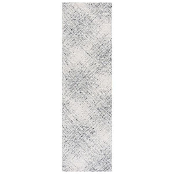 SAFAVIEH Abstract 2 ft. x 8 ft. Ivory/Black Gradient Geometric Diamond ...