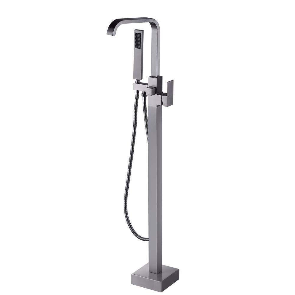 ALEASHA Single-Handle Freestanding Tub Faucet with Handheld Shower in. Brushed Nickel AL-4E23 ...