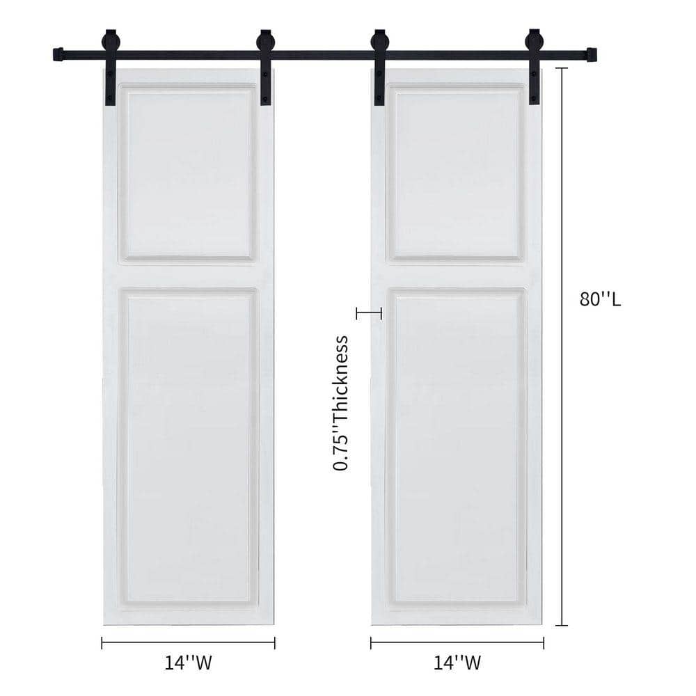 Dual 2-Panel Cottage style door 3/4 in. thick 28 in. x 80 in. MDF White ...