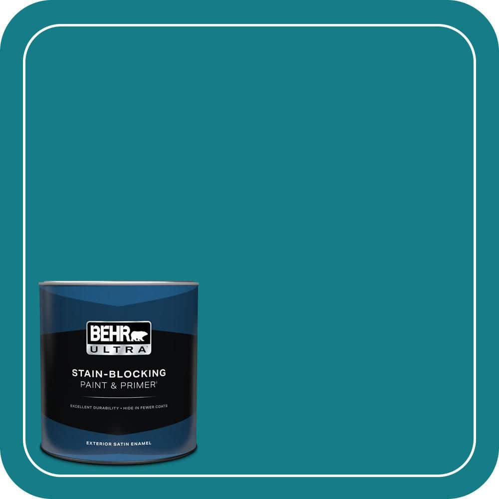 BEHR ULTRA 1 qt. #PPU13-01 Caribe Satin Enamel Exterior Paint & Primer ...