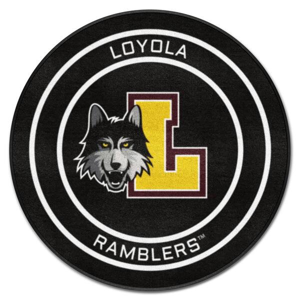 FANMATS Loyola Chicago Black 2 ft. Round Hockey Puck Accent Rug 33187 ...