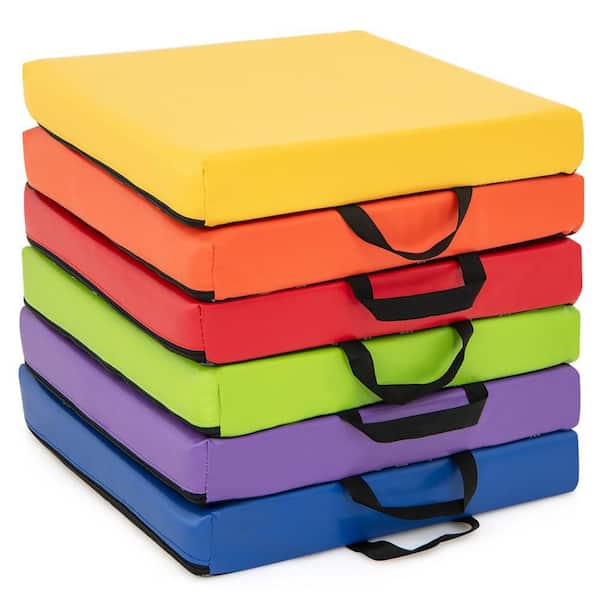HONEY JOY 6-Piece Multi-colored Square Floor Cushions 16 in. x 16 in ...