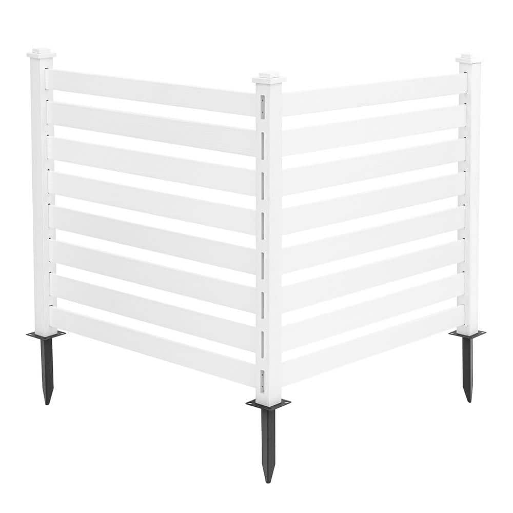 LUE BONA 38 in. W x 46 in. H White Outdoor No Dig Fence Poly Plastic ...