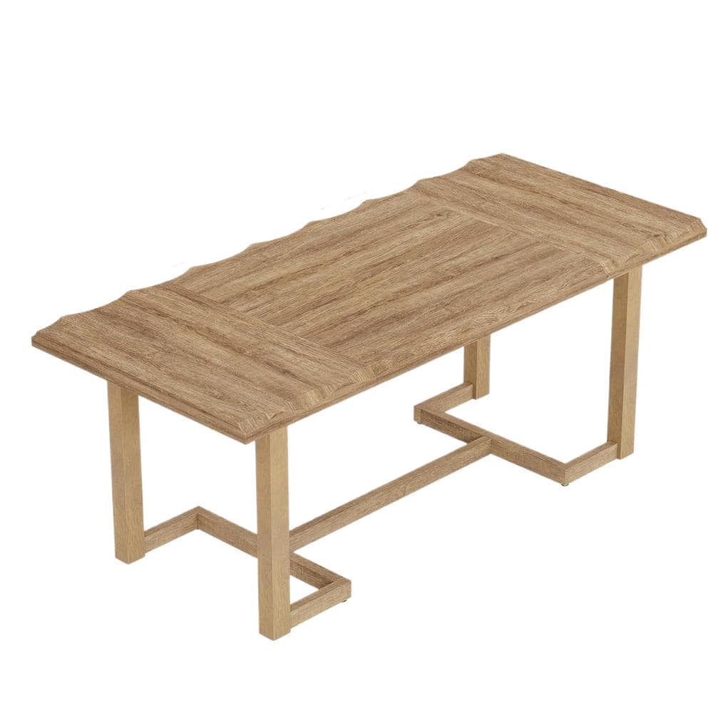 BYBLIGHT Moronia 62.25 in. Rectangular Brown Wood Computer Desk with ...