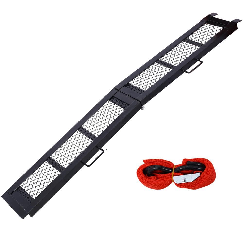Amucolo 500 lb. Capacity Black Portable Steel Loading Ramp Motorcycle ...