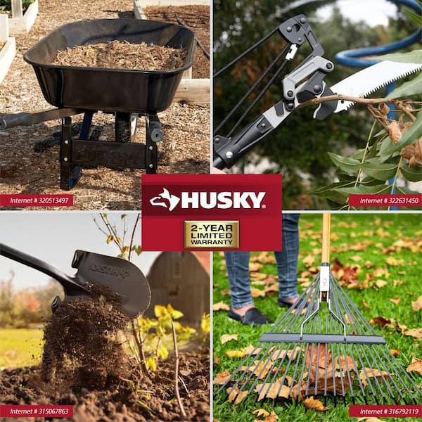 Husky 6 cu. ft. Steel Wheelbarrow with 8 in. Flat-Free Tires HWB3016 ...