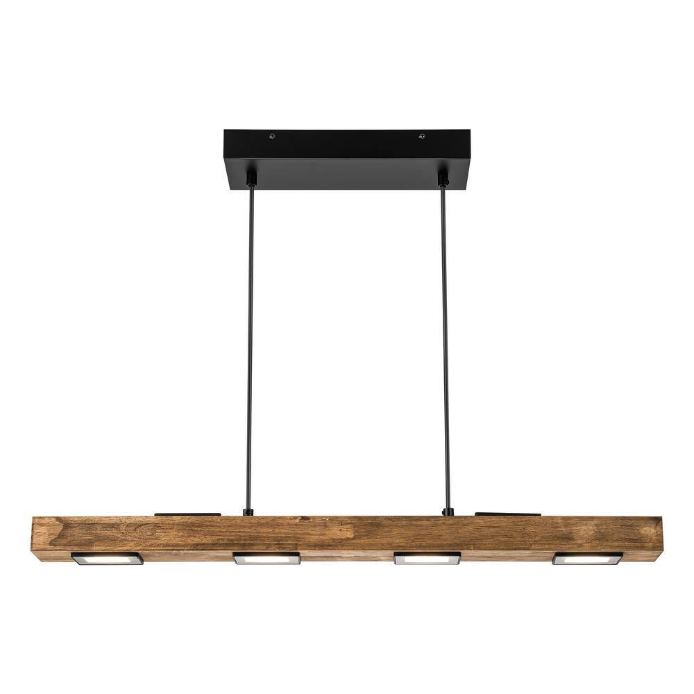 Rennnsan Ian 6-Light Dimmable Wood Brown LED Kitchen Island Pendant ...