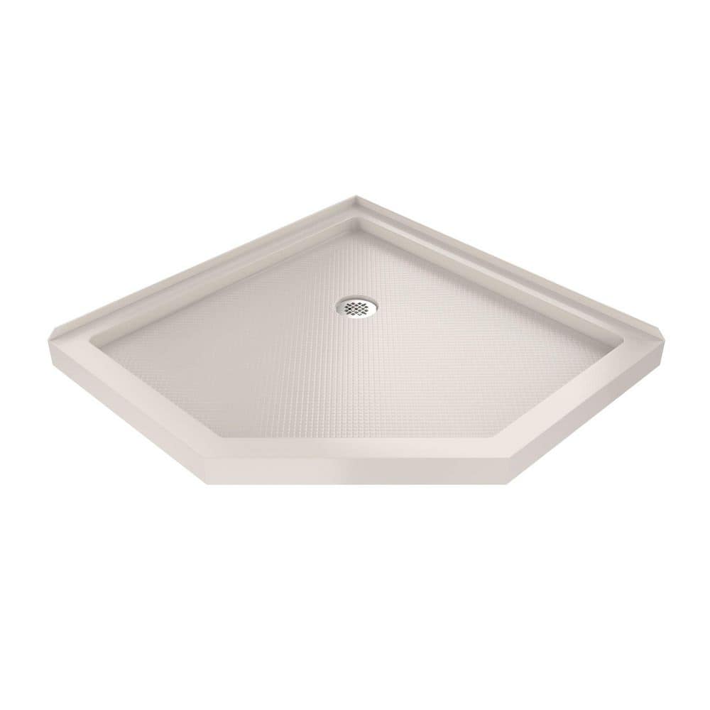 DreamLine SlimLine 36 in. L x 36 in. W Corner Neo Angle Biscuit Shower ...