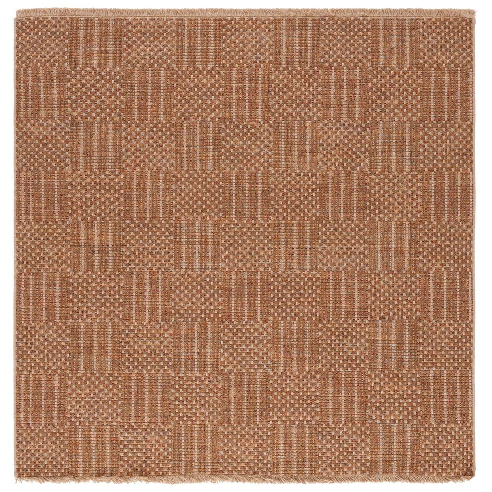 SAFAVIEH Wicker 7 ft. x 7 ft. Natural/Brown Geometric Square Area Rug ...