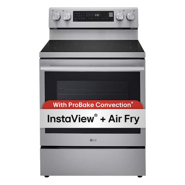 LG 30 in., 6.3 cu. ft. Smart Wi-Fi True Convection Insta View 5-Burner ...