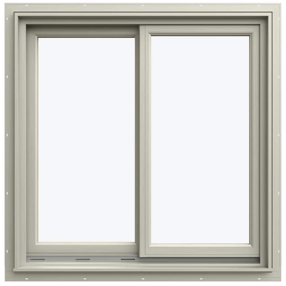 JELD-WEN 35.3125 in. x 35.5625 in. W-5500 Left-Hand Sliding Wood Clad ...
