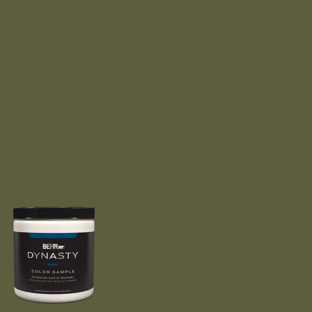 BEHR DYNASTY 8 oz. #PPU9-25 Eastern Bamboo Satin Enamel Stain-Blocking ...