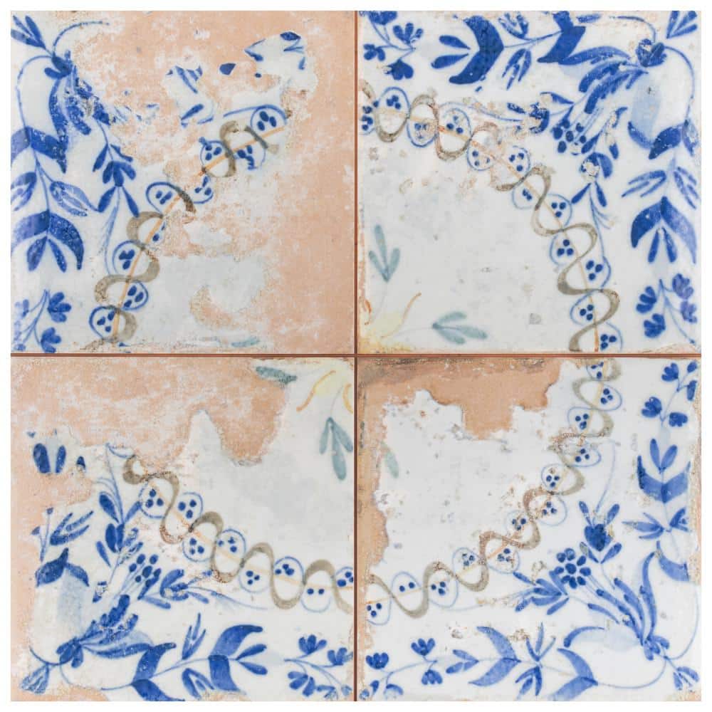 Merola Tile Kings Luxe Heritage Ornate 9 in. x 9 in. Ceramic Floor and ...