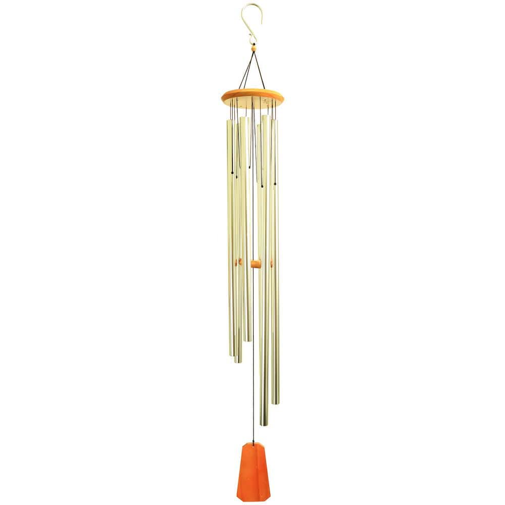 Clihome 56 in. Wood Top Silver Color Aluminum Tube Tuned Wind Chime CL ...