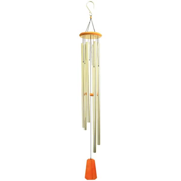 Clihome 56 in. Wood Top Silver Color Aluminum Tube Tuned Wind Chime CL ...