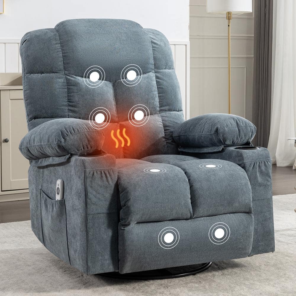 Boyel Living Blue Oversized Massage Rocker Recliner Chair Rocking ...