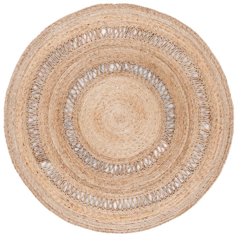 SAFAVIEH Natural Fiber Beige 6 ft. x 6 ft. Solid Color Round Area Rug ...