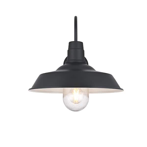 TIMELESS HOME 15 in. Black Outdoor Hardwired Wall Sconce with No Bulbs ...