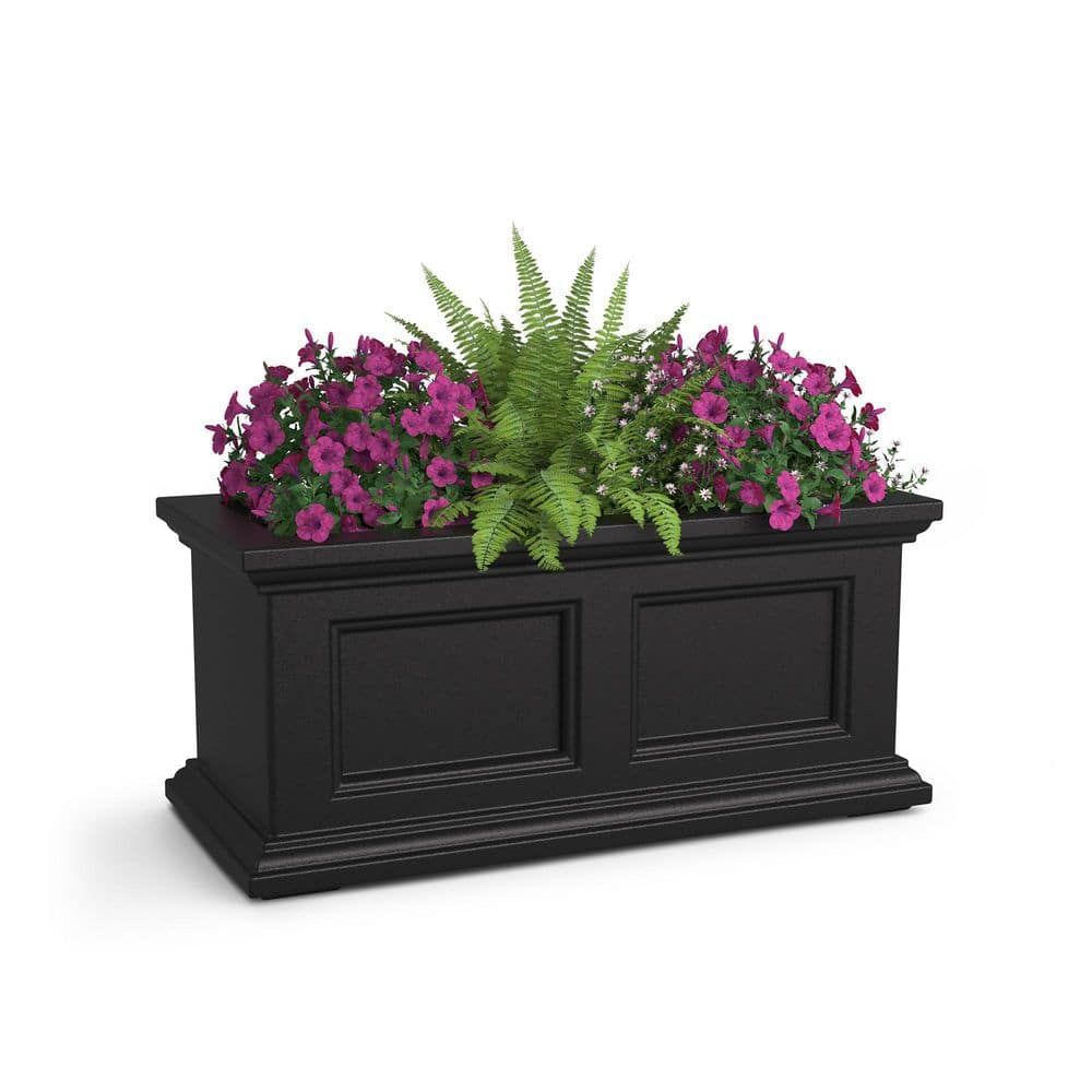 Mayne Fairfield 24 in. x 11 in. Self-Watering Black Plastic ...