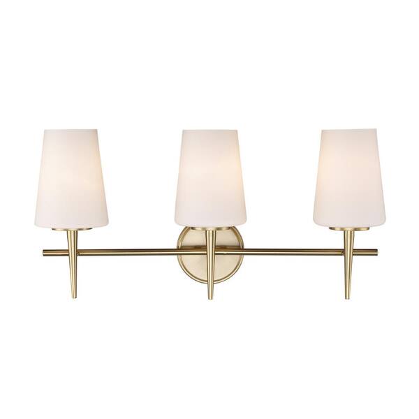 Bel Air Lighting Horizon 24 in. 3-Light Gold Bathroom Vanity Light ...