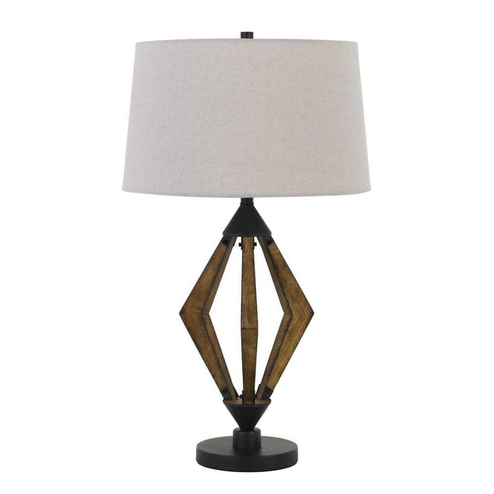 HomeRoots 30 in. Black Metal Table Lamp with Brown Empire Shade ...