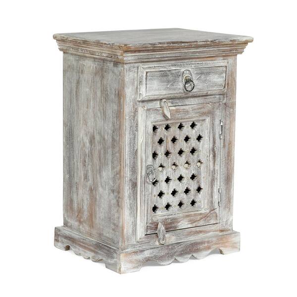 Noble House Prague 1-Drawer Distressed White Nightstand 84031 - The ...