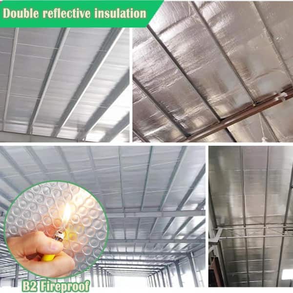 Double Reflective Insulation Foam 48 x 10 ft. Radiant Barrier Aluminum ...