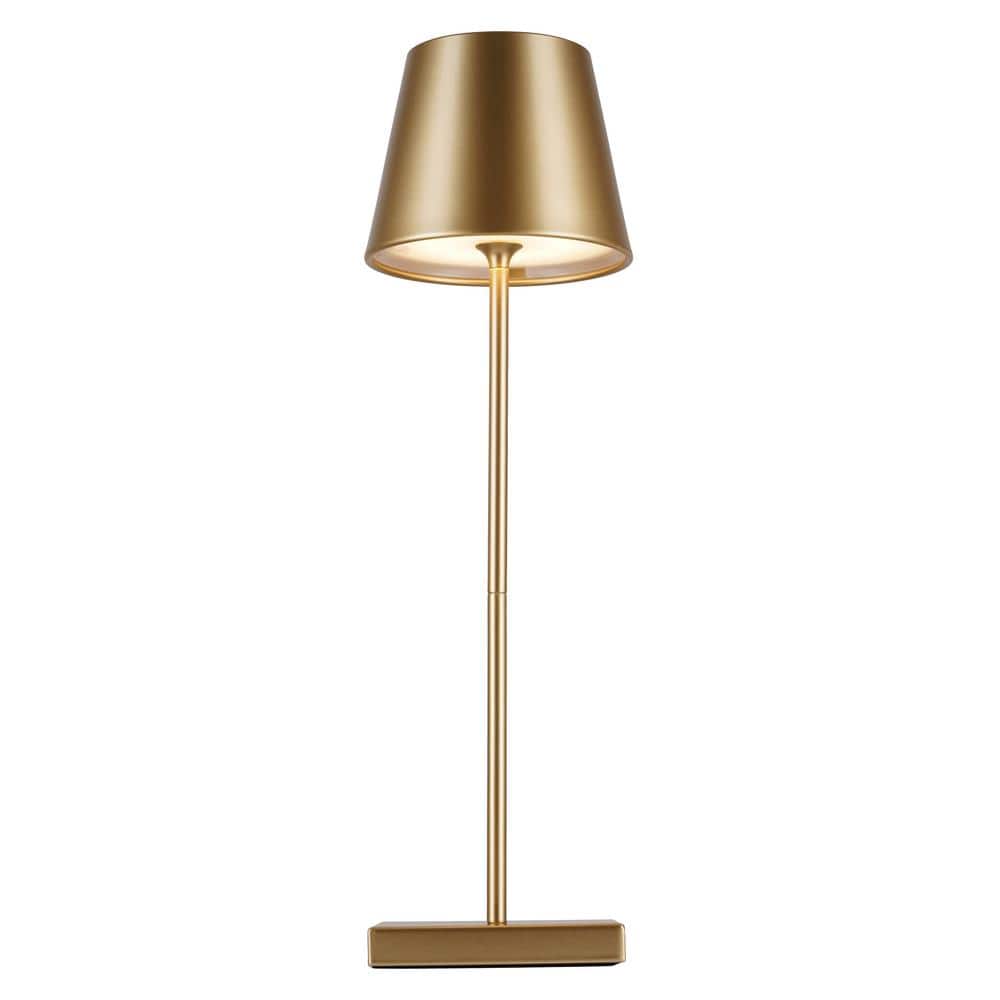 Alsy 15 in. Gold Modern Rechargeable Indoor Outdoor Integrated LED ...