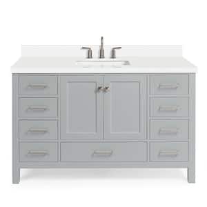 Design Element Valentino 54 in. W x 22 in. D Bath Vanity in White with ...