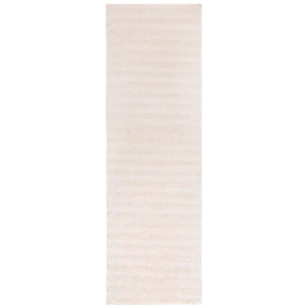 SAFAVIEH Faux Rabbit Bubble Beige 3 ft. x 8 ft. Machine Washable Solid ...