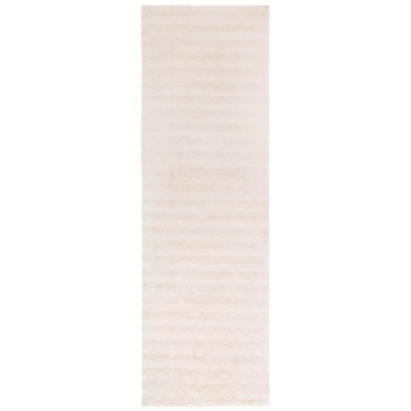 SAFAVIEH Faux Rabbit Bubble Beige 3 ft. x 8 ft. Machine Washable Solid ...