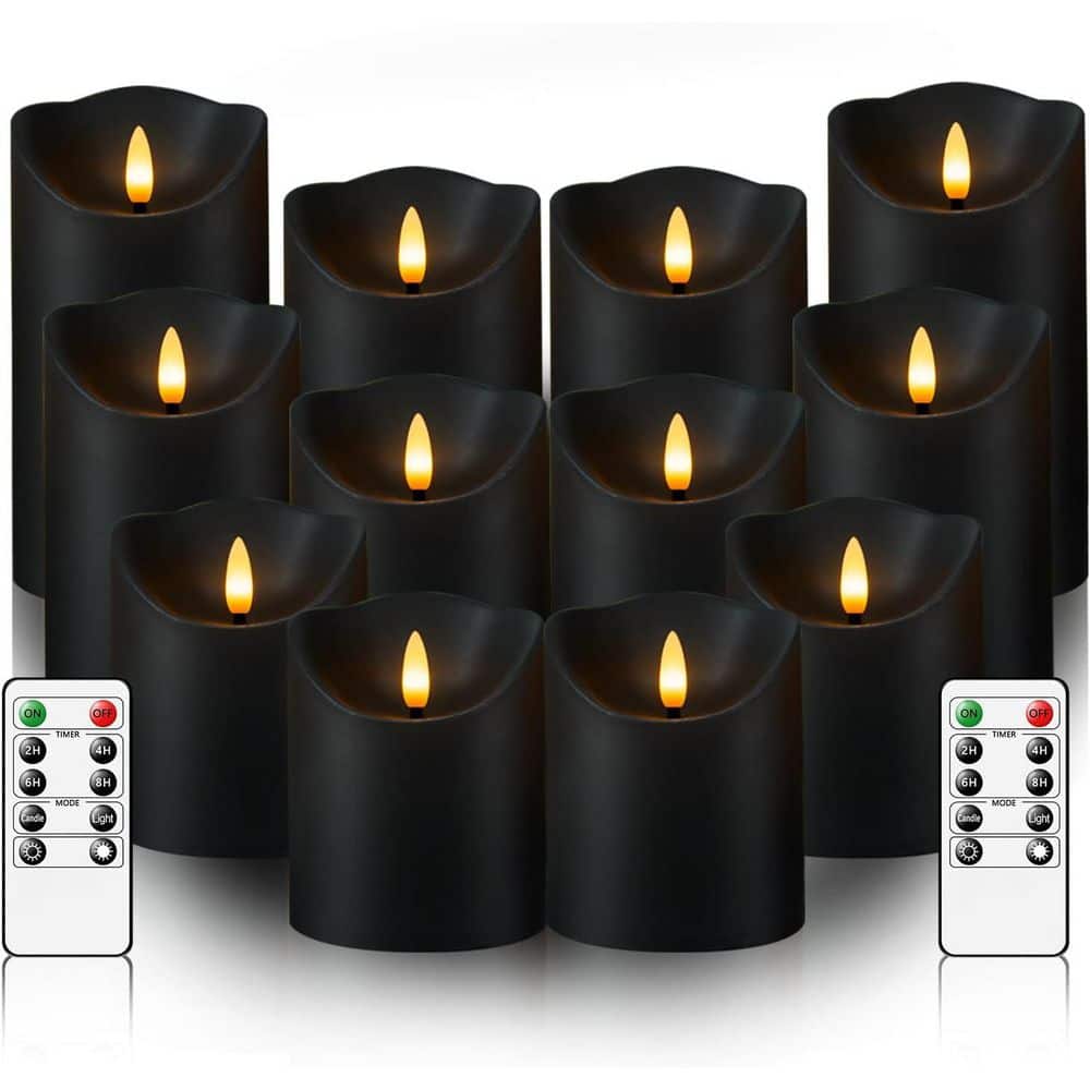 Black Flameless Votive Candles with Remote and Timer-(Set of 12 ...