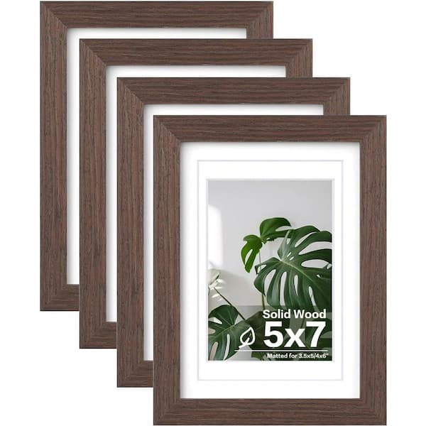5x7 Brown Wood Hanging Picture Frame Set of 4 Y02304 - The Home Depot
