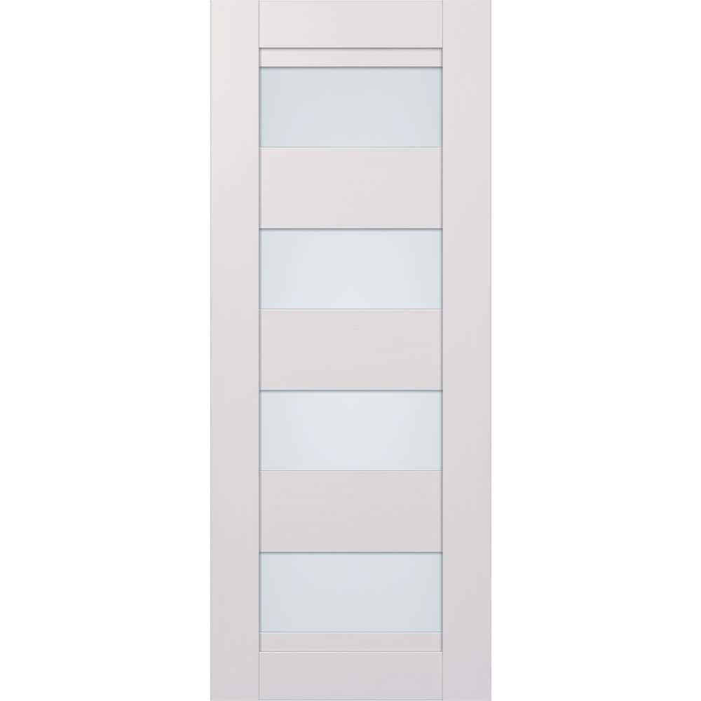 Belldinni Della 18 in. x 84 in. No Bore Solid Core 4-Lite Frosted Glass ...