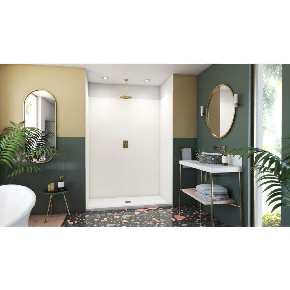 Swan 30 in. x 60 in. x 72 in. 3-Piece Easy Up Adhesive Alcove Tub ...