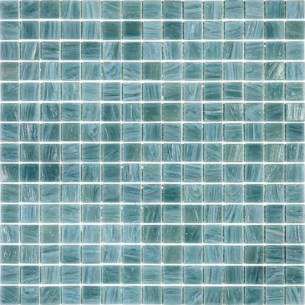 Apollo Tile Celestial Glossy Blue-Gray 12 in. x 12 in. Glass Mosaic ...