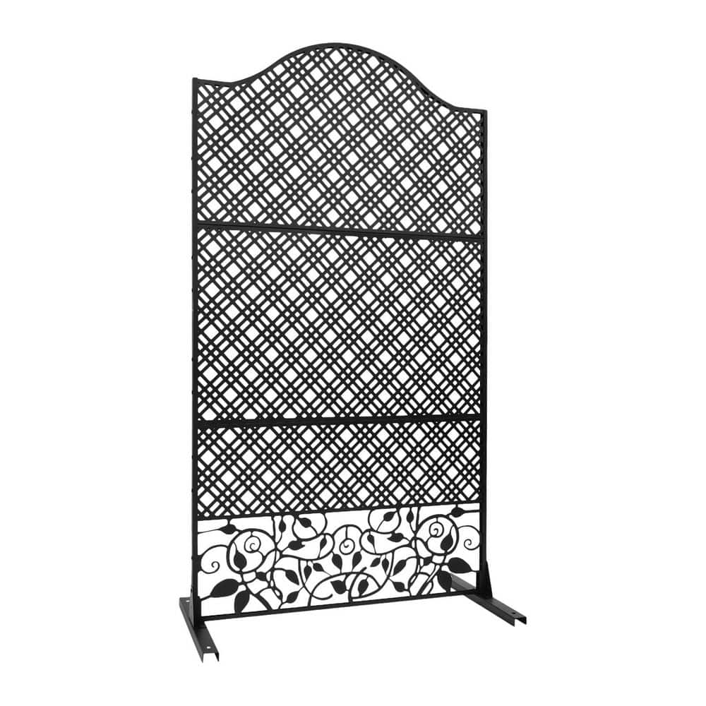 YIYIBYUS Black 6 ft. x 3 ft. Metal Steel Privacy Fence Screen Garden ...