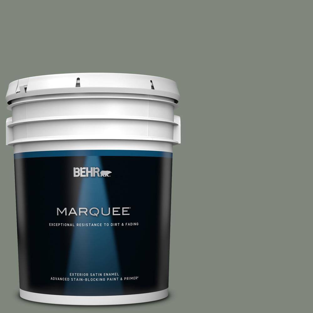BEHR MARQUEE 5 gal. #N410-5 Village Green Satin Enamel Exterior Paint ...