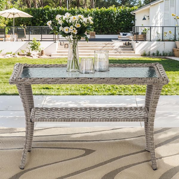 Outdoor wicker storage coffee table store