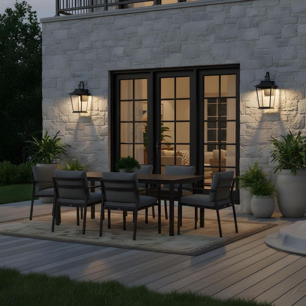 Generation Lighting Studio Warren 12 in. Large Textured Black Outdoor ...