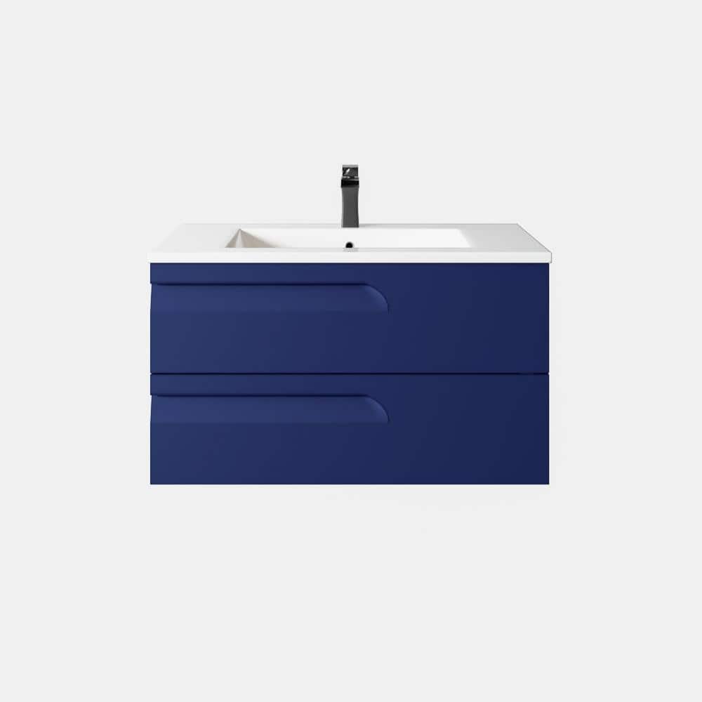 Eviva Joy 39 in. W x 18 in. D Blue Wallmount Bathroom Vanity with White ...