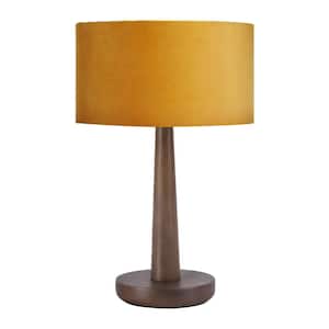Keazile Theo 18.5 in. Walnut Table Lamp with Green Velvet Round Shade ...