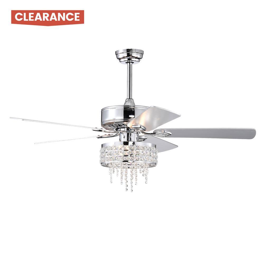 BANSA ROSE 52 in. Indoor/Outdoor Chrome Downrod Mount Crystal LED ...