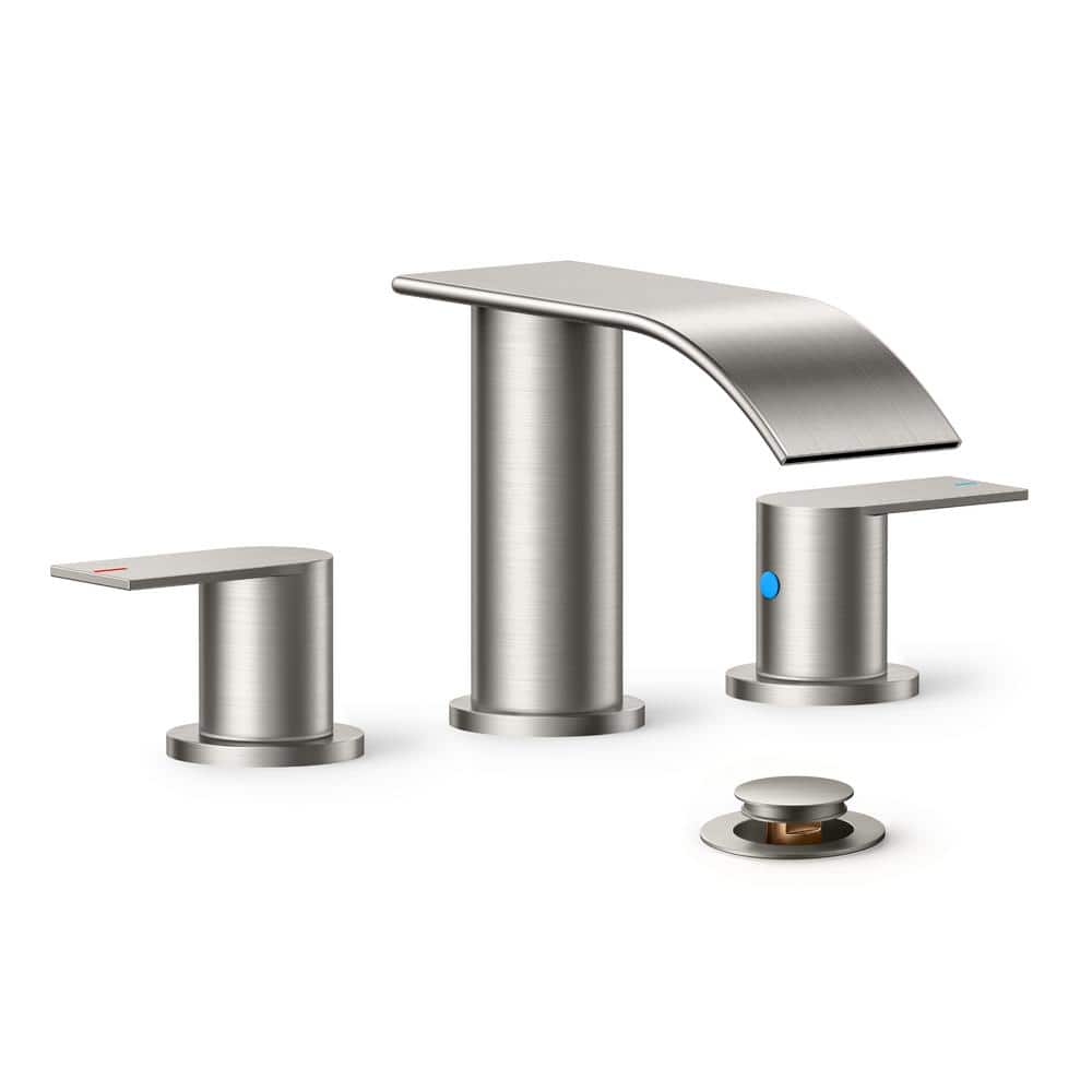 androme 8 in. Widespread Double Handle Bathroom Faucet with Metal Drain ...