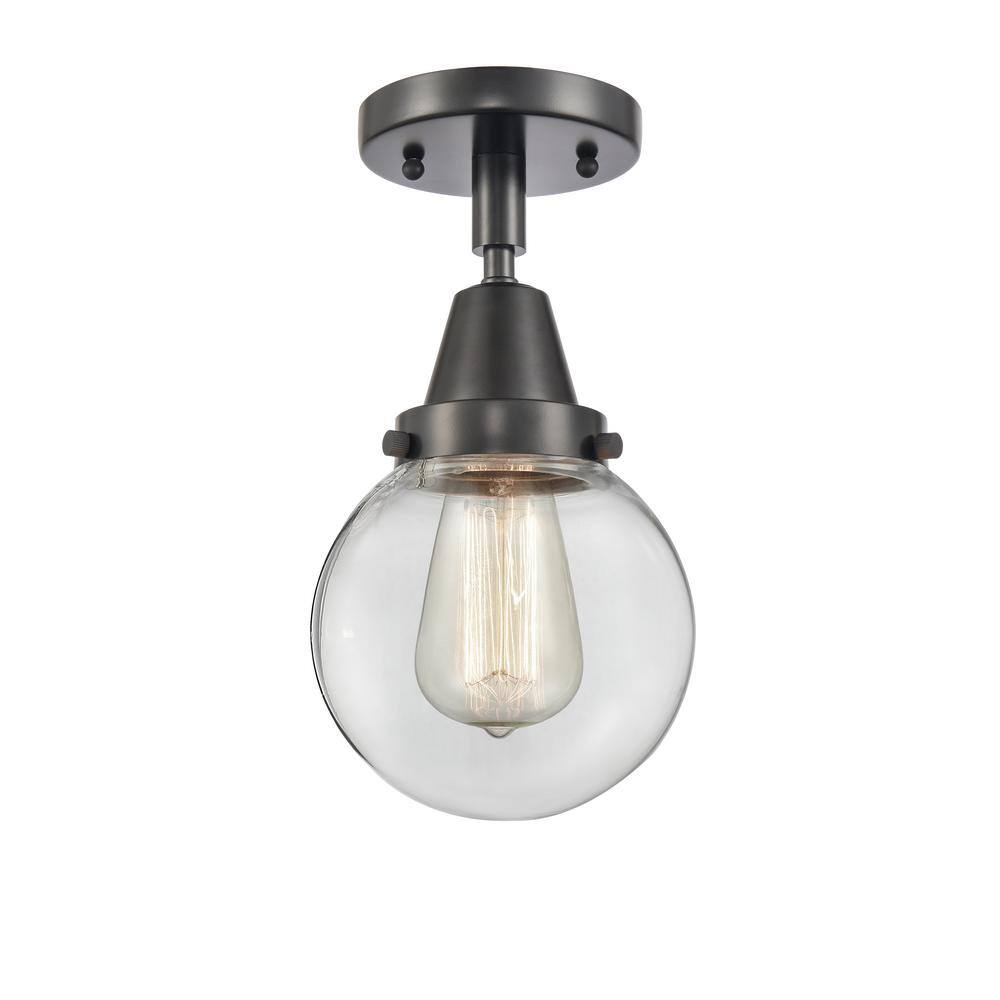 Innovations Beacon 6 in. 1-Light Matte Black, Clear Flush Mount with ...