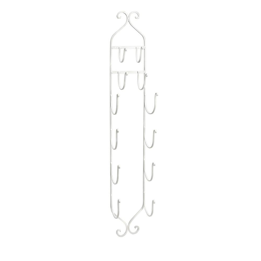 Benzara 4-Bottle Multipurpose White Wrought Iron Towel/Wine Rack IMX ...