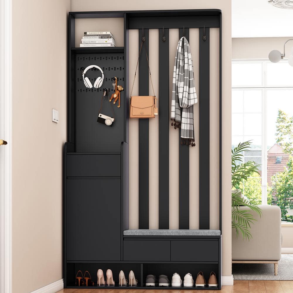 Harper & Bright Designs Black 70.8 in. H Multifunctional Modern Hall ...