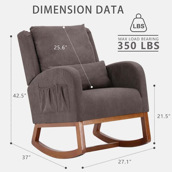 wetiny Dark Gray Rocking Chair with 2 Side Pockets 20240528 ...