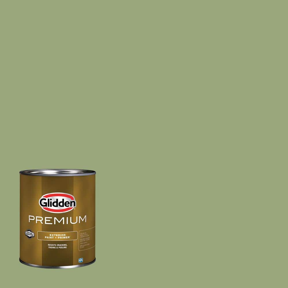 Glidden Premium 1 qt. Guacamole PPG1121-5 Satin Exterior Latex Paint ...