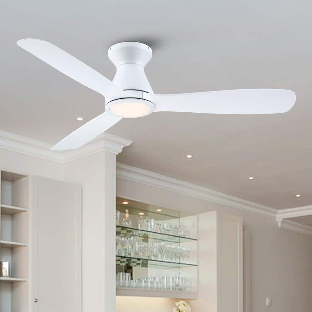 matrix decor 52 in. Indoor Integrated LED White Flush Mount Ceiling Fan ...
